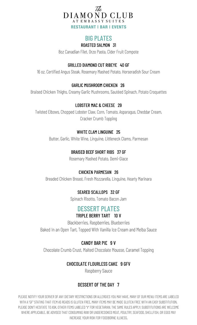 Menu | Diamond Club Embassy