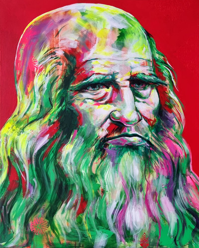 Leonardo da Vinci Self Portrait – Contemporary Acrylic Art by Alexandra ...