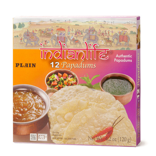 Papad Plain Papadums 8pkts x 4.23oz (120g) | Indianlife