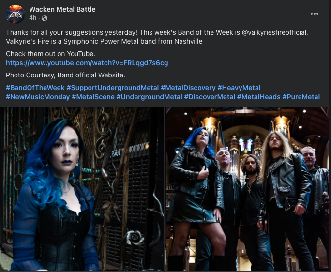 Valkyrie's Fire named Wacken Open Air Metal Battle Band of the Week