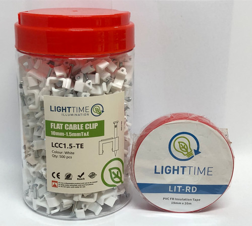 10mm Flat Cable Clip (Qty:500 & 1 x Red Tape) suit up to 1.5mm T&E ...