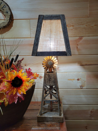 Reclaimed Wood Windmill Lamp | Rustic Wood And Steel