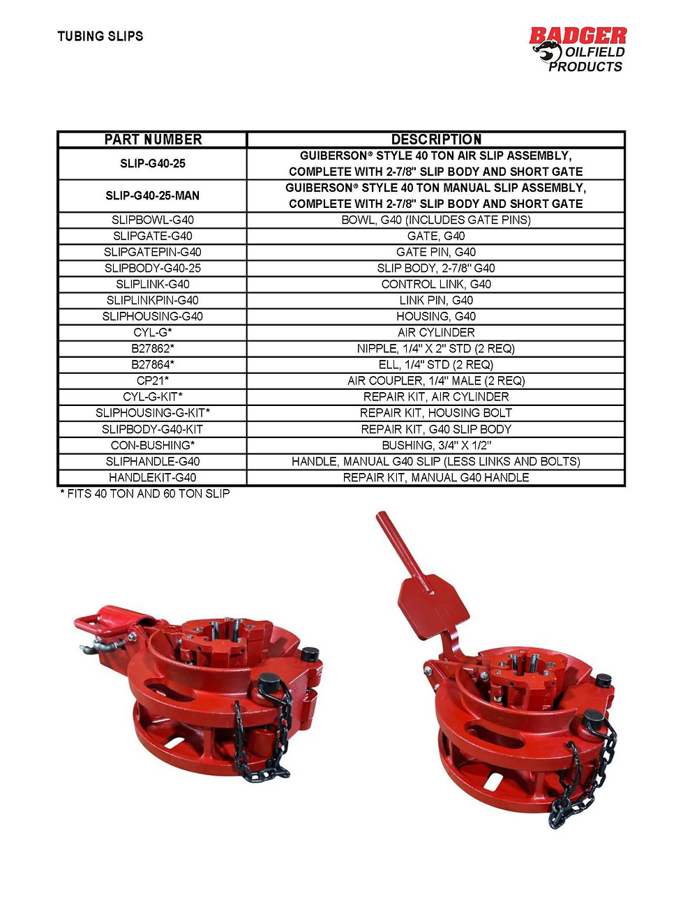 TUBING SLIPS | Badger Oil Products