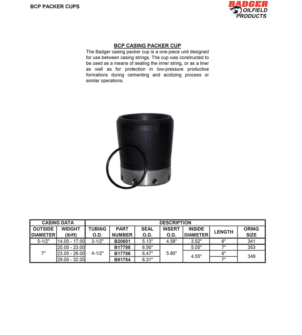 BCP PACKER CUPS | Badger Oil Products