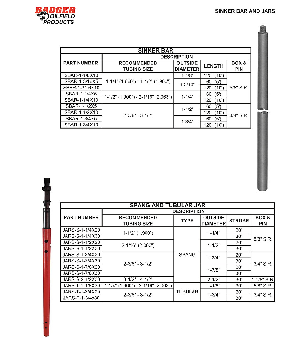 SINKER BAR / JARS | Badger Oil Products