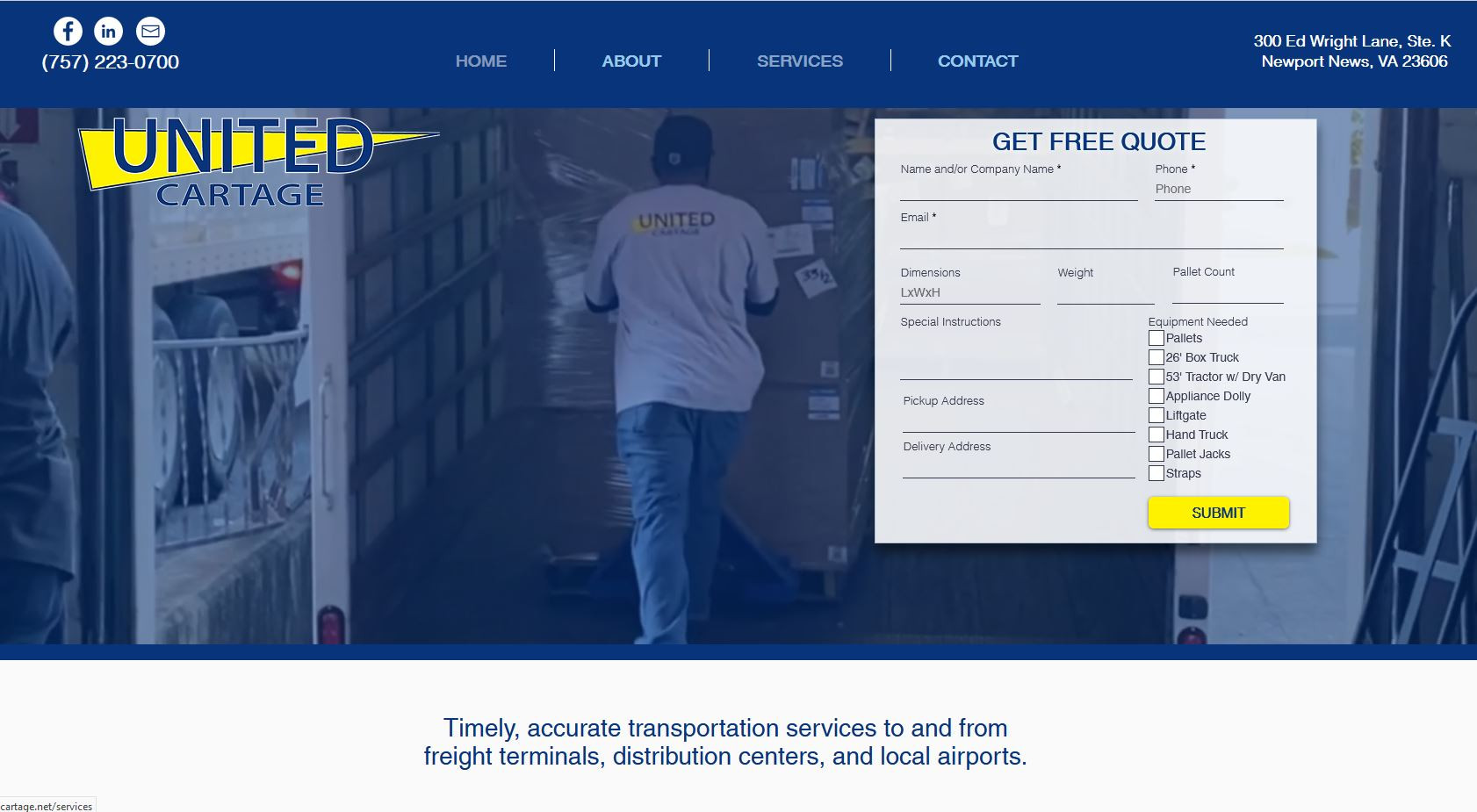 United Cartage in Newport News, VA | Freight Shipping & Trucking