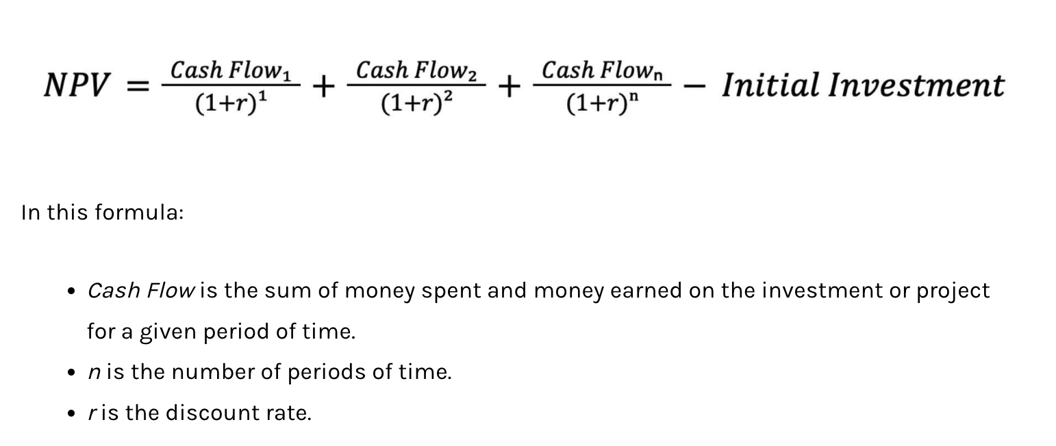 Net present value - NPV calculation