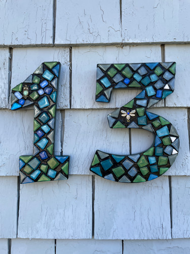 Mosaic House Numbers Showing Color Variations for Custom Orders