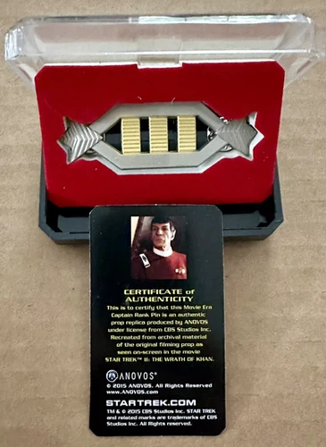 Star Trek Movie Era Captain’s Rank Pin w/COA - ANOVOS - TWOK ...