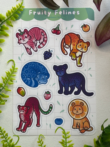 Fruity Felines - Sticker Sheet | Strawberristudio
