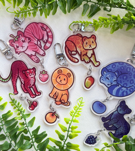 Fruity Felines - Keychain | Strawberristudio