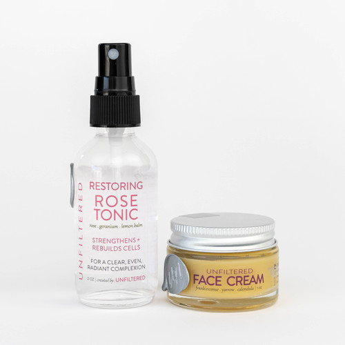 Moisturizing Rose Toner & Face Cream Set for Glowing Skin