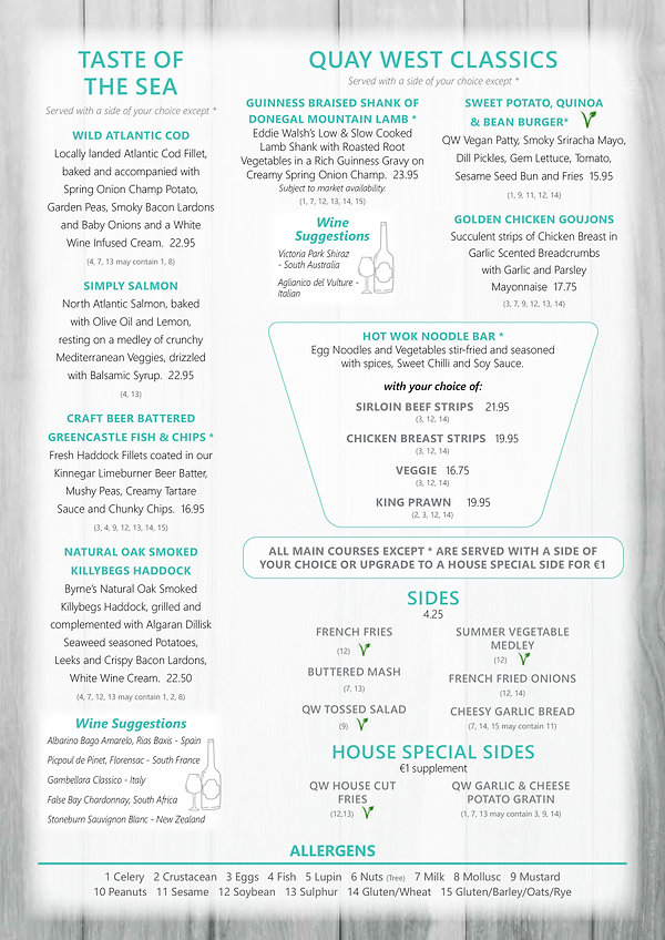Our Menus | donegalquaywest