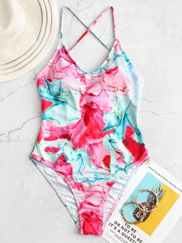 Marmol estampado rosa y azul Entero | Arena Rosa