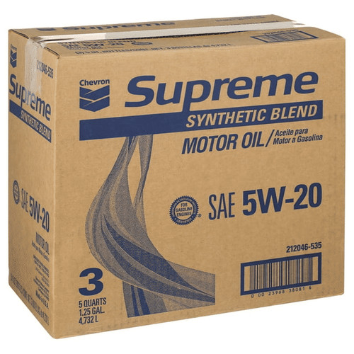 Chevron Supreme Synthetic Blend Motor Oil SAE 5W-20, 3-Pack 5-Quart ...