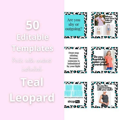 Teal Leopard Print Social Media Post Package | Boutique Babes