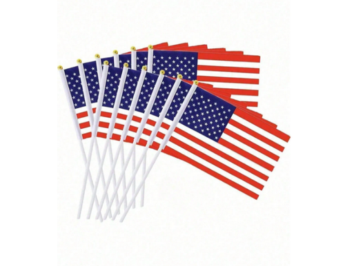 Set of 5 Mini Hand Held USA Flags with Poles | American Groceries
