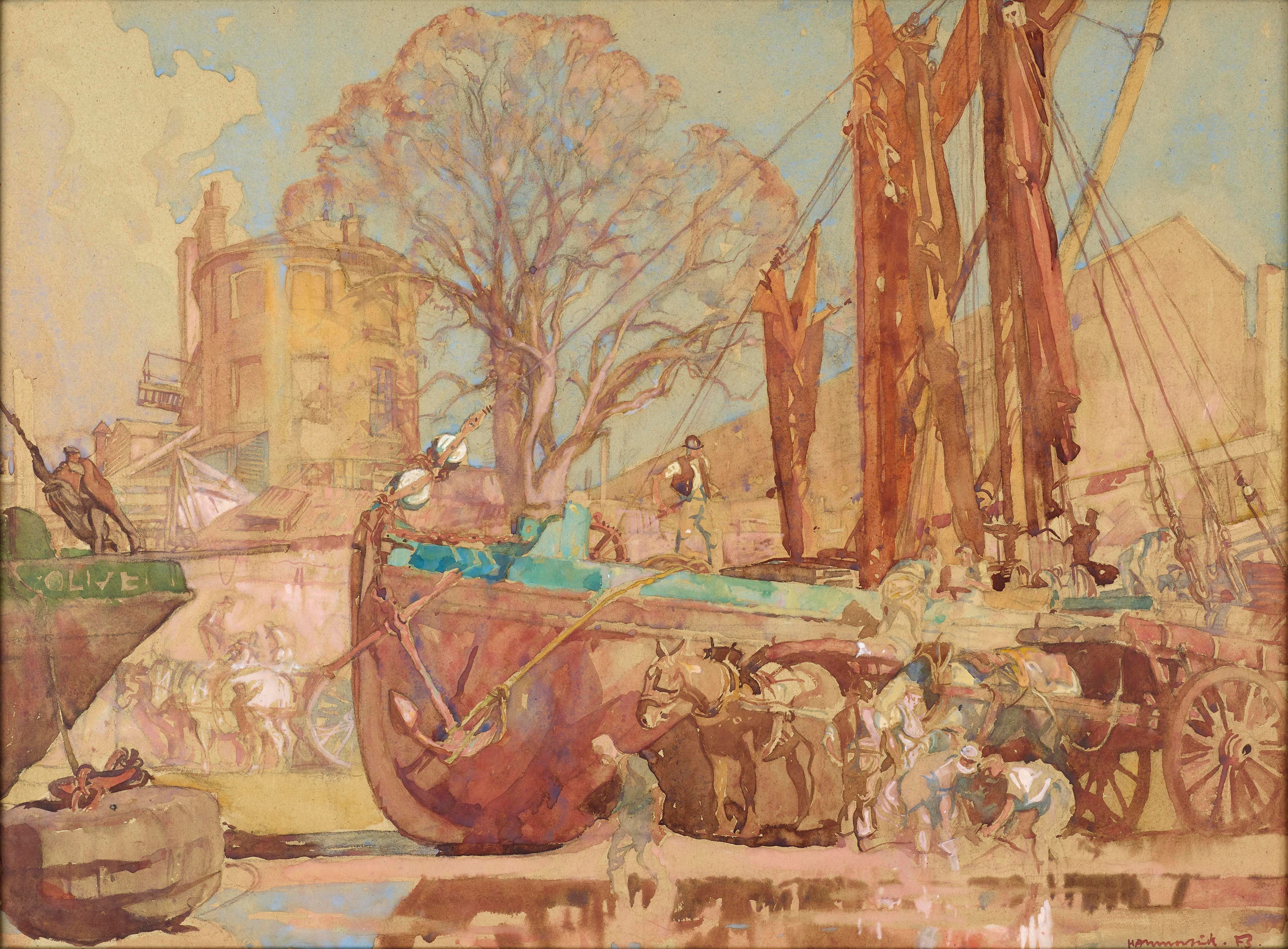 Sir Frank Brangwyn - Hammersmith Hard | Martin Beisly Fine Art