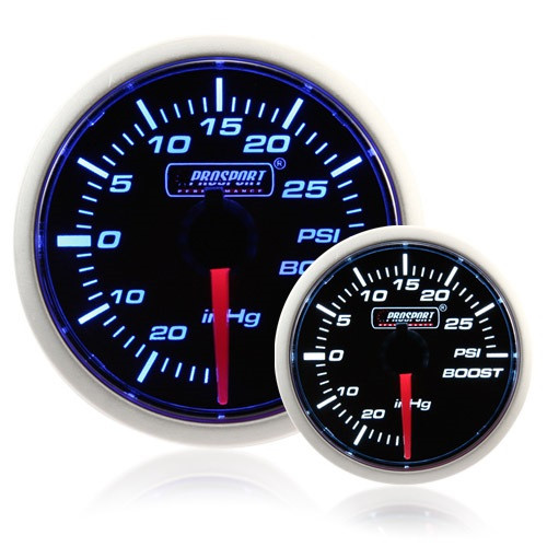 Mechanical 52mm Prosport Smoked Super Blue/White Turbo Boost Gauge (PSI ...
