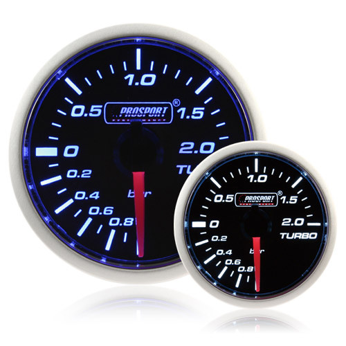 Electrical 52mm Prosport Smoked Super Blue/White Turbo Boost Gauge (BAR ...
