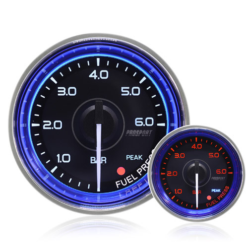 52mm Prosport Crystal Blue Peak/Warning Fuel Pressure Gauge (BAR) | R ...