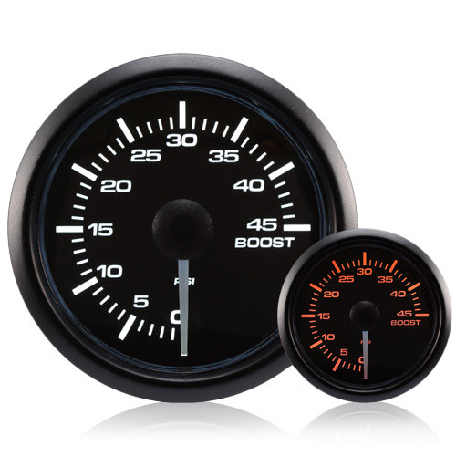 DIESEL 52mm Prosport Waterproof Amber/White Turbo Boost Gauge (0-45 Psi ...