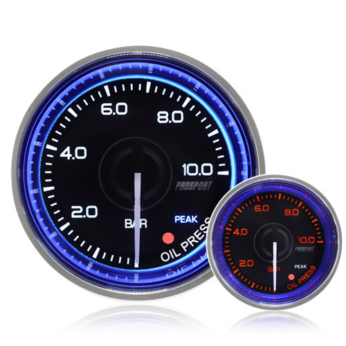 52mm Prosport Crystal Blue Peak/Warning Oil Pressure Gauge (BAR) | R ...