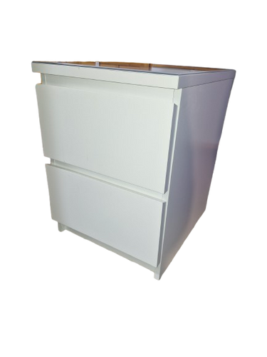 IKEA White Bedside Unit with Glass Top | castlefurniture