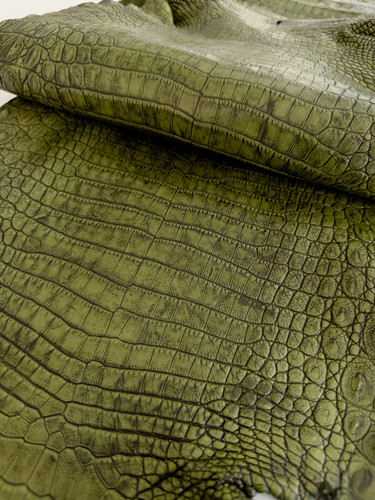 Crocodile Leather Army Green Color (WO) | exoticleathersbyray