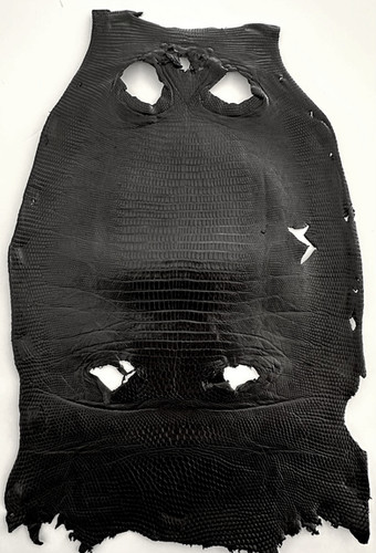 Lizard Skin Leather Black Color Glazed | exotic leathers by ray