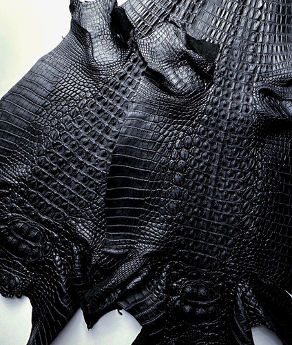 Crocodile Horn Back Leather Black Color (100% Genuine skin ...