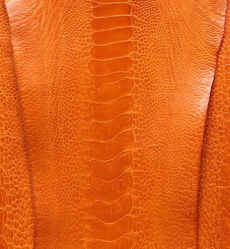 Ostrich Legs Skin Leather in Tangerine with Glaze finish | exotic ...