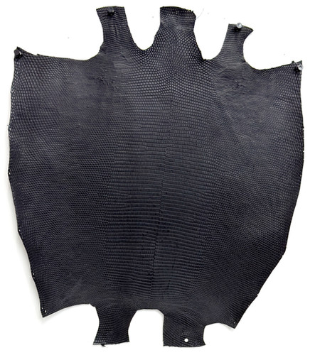 Lizard Skin Leather Black matte finish back cut | exotic leathers by ray