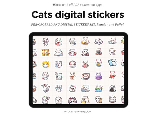 Cute Cats Digital Stickers set | MyDailyPlanners