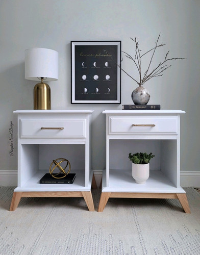 Modern Vintage Classic White Tables (Pair) | Pumpkin Seed Designs