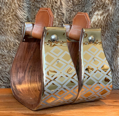 4” Visalia Stirrups with Maverick pattern | H Bar Saddlery