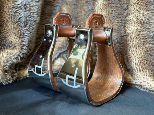 4” bell stirrups with custom brand | H Bar Saddlery