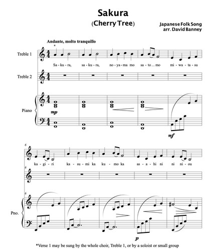 Sakura (Cherry Tree) (Japanese Folksong, arr. D Banney) | davidbanney