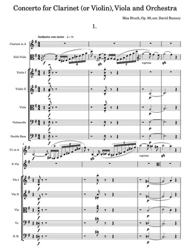 Double Concerto in e minor, Op. 88 (Max Bruch, arr. David Banney ...