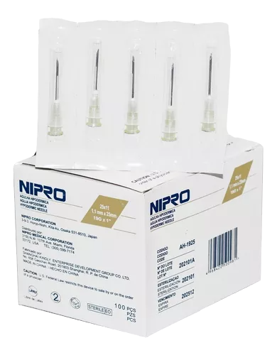 Aguja Hipodermica 19G x 1 Nipro caja 100 unidades | OSM ltda