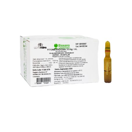 Ampolla Fitomenadiona 10mg/1mL unidad | OSM ltda