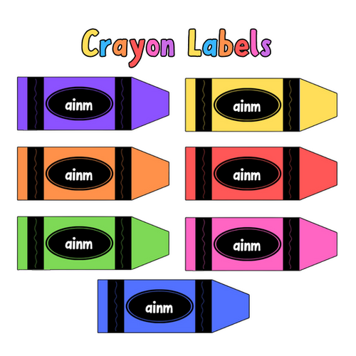 Editable crayon labels | Múinteoir Nina
