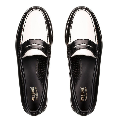 Bass Weejun Penny Loafers Black and White | Sherry's