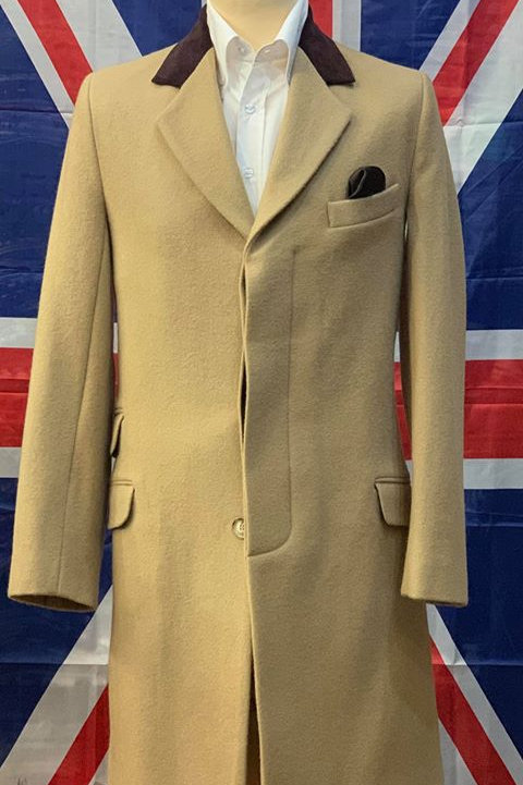 Classic Crombie Style Overcoat Camel/Choc | Sherry's