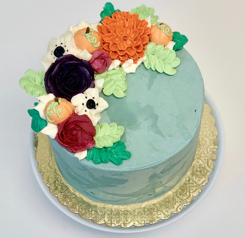 FALL FLOWER SPRAY CAKE | loveandbuttercream