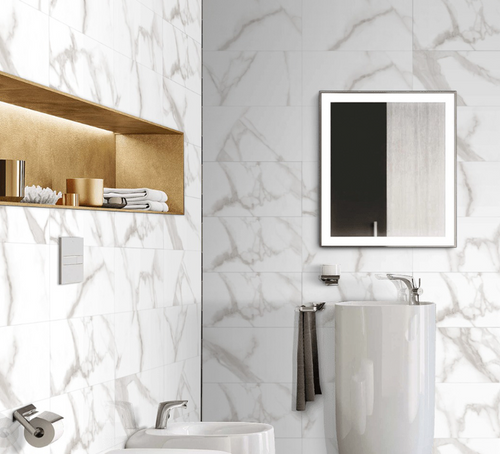 Motifa White Marble Effect, Gloss Tiles | Infinity Tiles