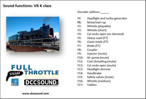 VR K class (steam) Full Throttle sound project | DCCSound