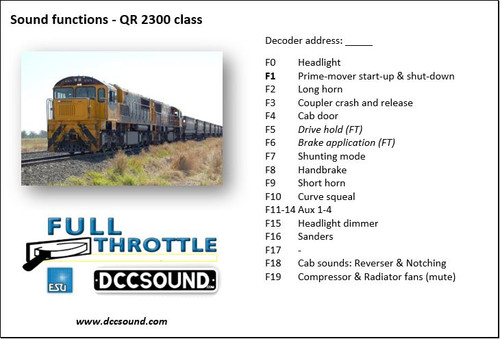 QR 2300 class (D/E) Full Throttle sound project | DCCSound