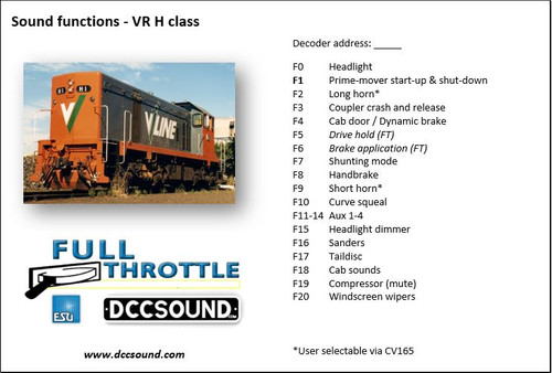 VR H class (D/E) Full Throttle sound project | DCCSound