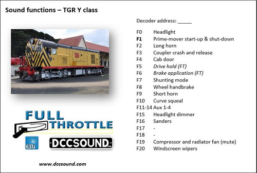 TGR Y class (D/E) Full Throttle sound project | DCCSound